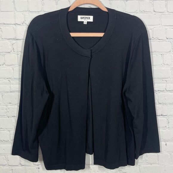 Kasper | Jackets & Coats | Kasper Cardigan Women Xl Black Open Front ...